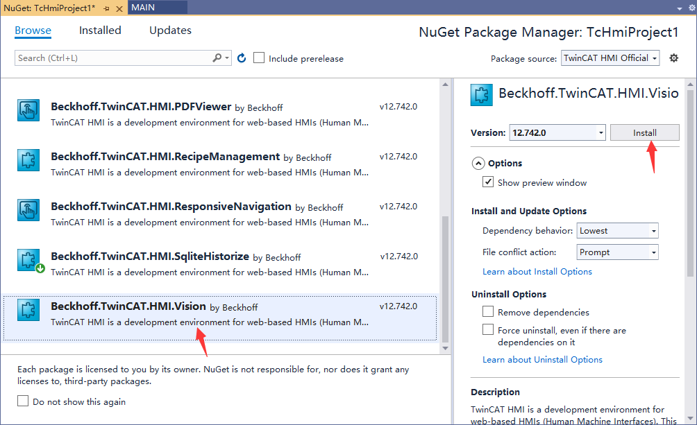 TwinCAT HMI 常见问答: TwinCAT HMI V1.12版本通过nuget包管理器安装nupkg文件 | 倍福虚拟学院